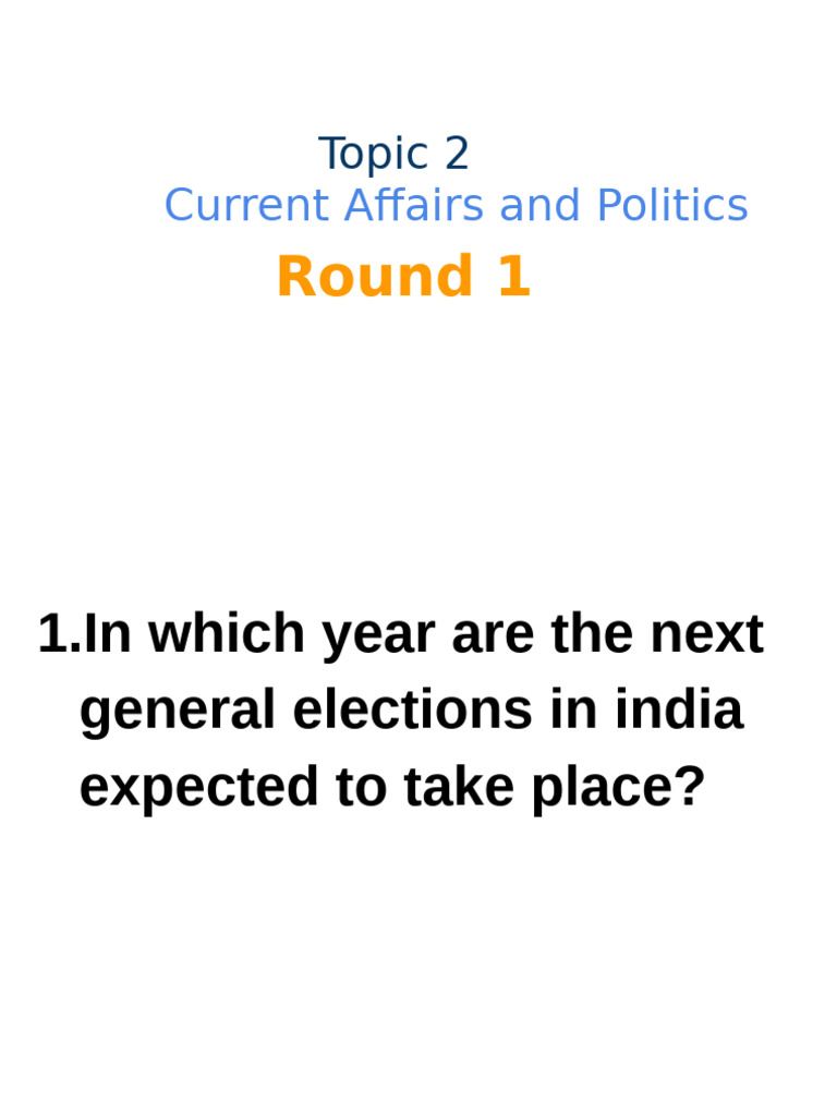 Current Affairs and Politics Quiz-1 | PDF | Government Of India ...