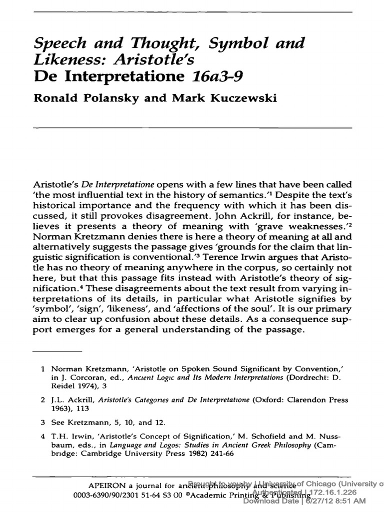 Speech and Thought Symbol and Likeness A | PDF | Thought | Soul