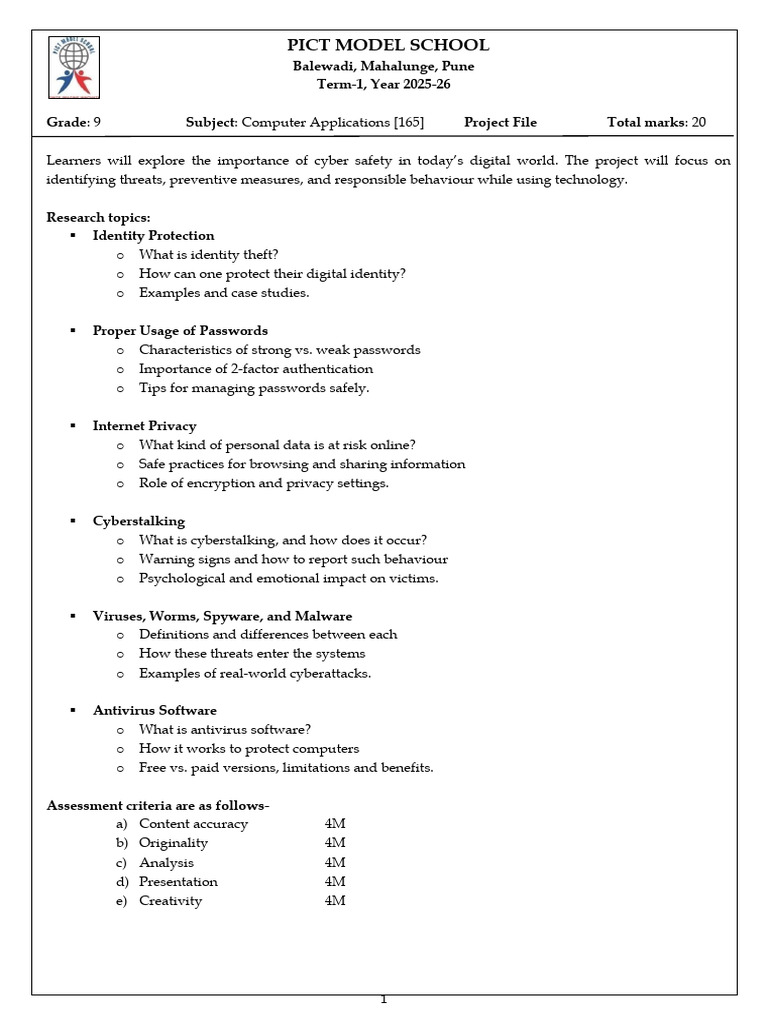 Cyber Safety Project for Grade 9 | PDF | Malware | Computing