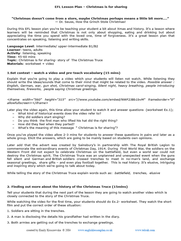 Christmas Is For Sharing Lesson Plan | PDF | Christmas