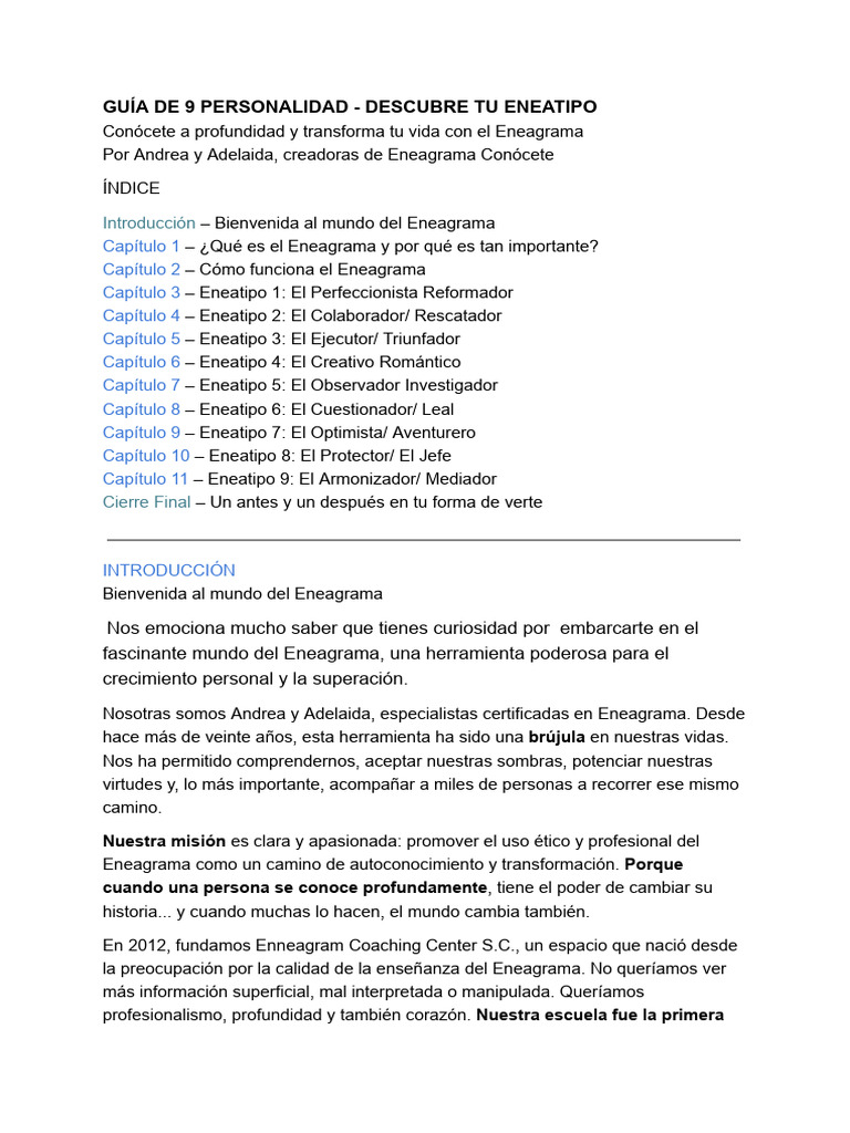 Guía de 9 Personalidad - Descubre Tu Eneatipo | PDF | Eneagrama de la ...
