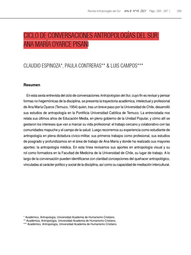 Ana María Oyarce Pisani | PDF | Antropología Médica | Antropología