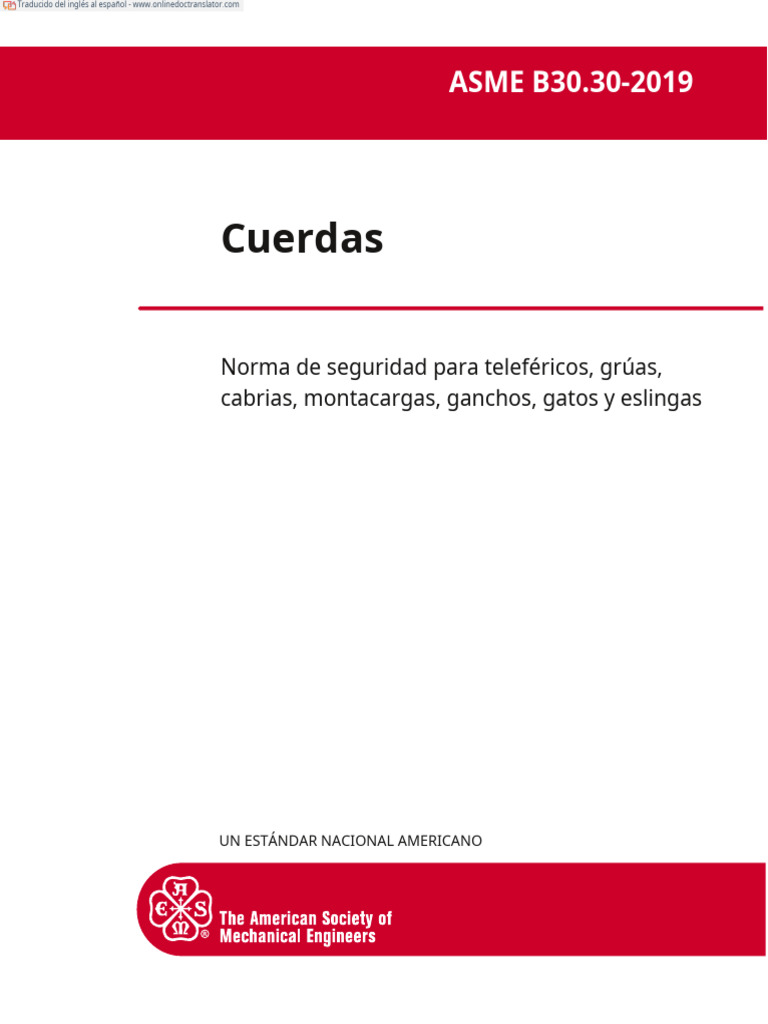 Asme b.30.30 2019norma Para Cables de Acero Telefericos Gruas ...