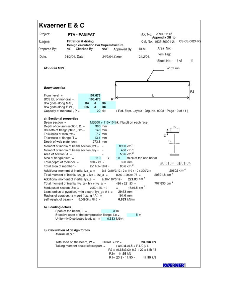Design of Monorail | PDF | Beam (Structure) | Shear Stress