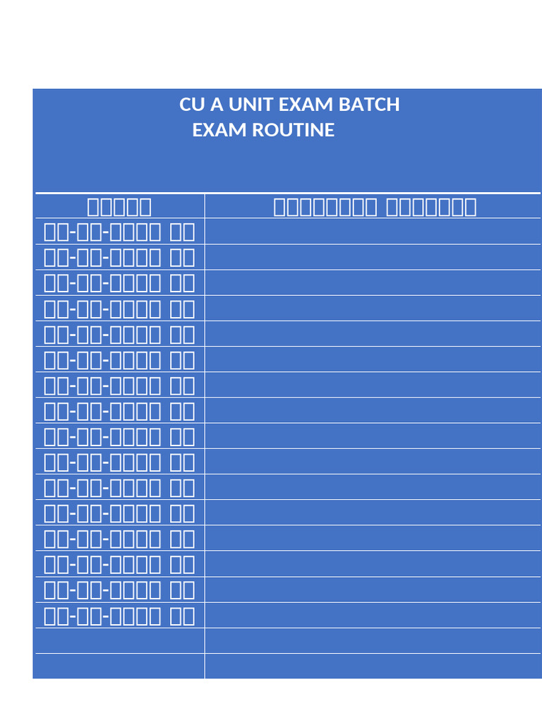 Cu A Unit Exam Batch Exam Routine | PDF