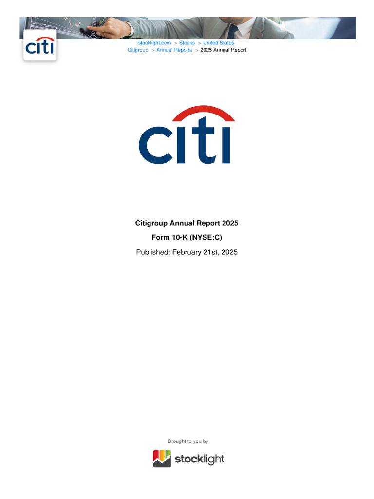 Citigroup Annual Report 2025 | PDF | Banks | Revenue