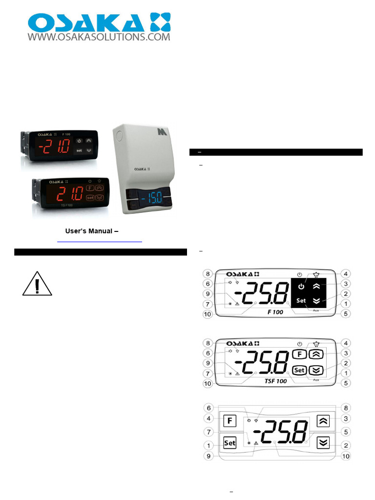F 100 / TSF 100 / M1: User Manual For Digital Thermostat Cool / Heat ...