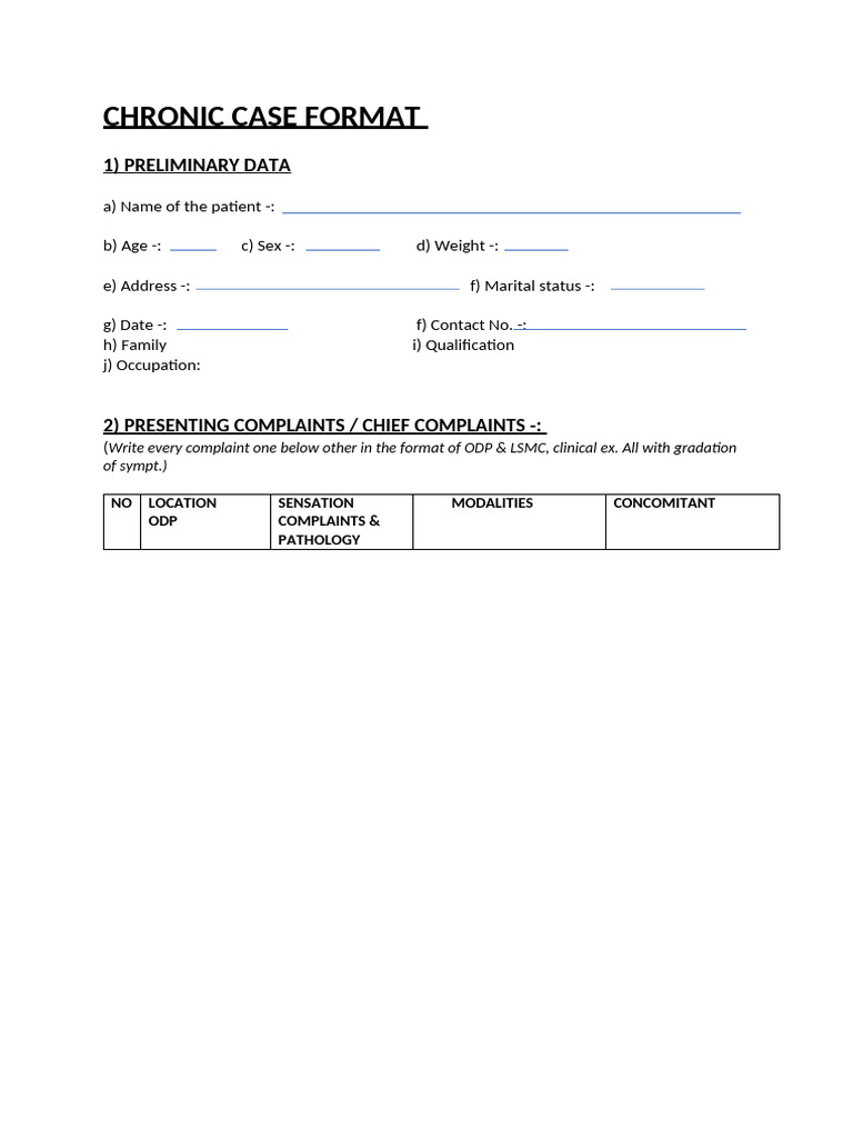 Chronic Case Format | PDF