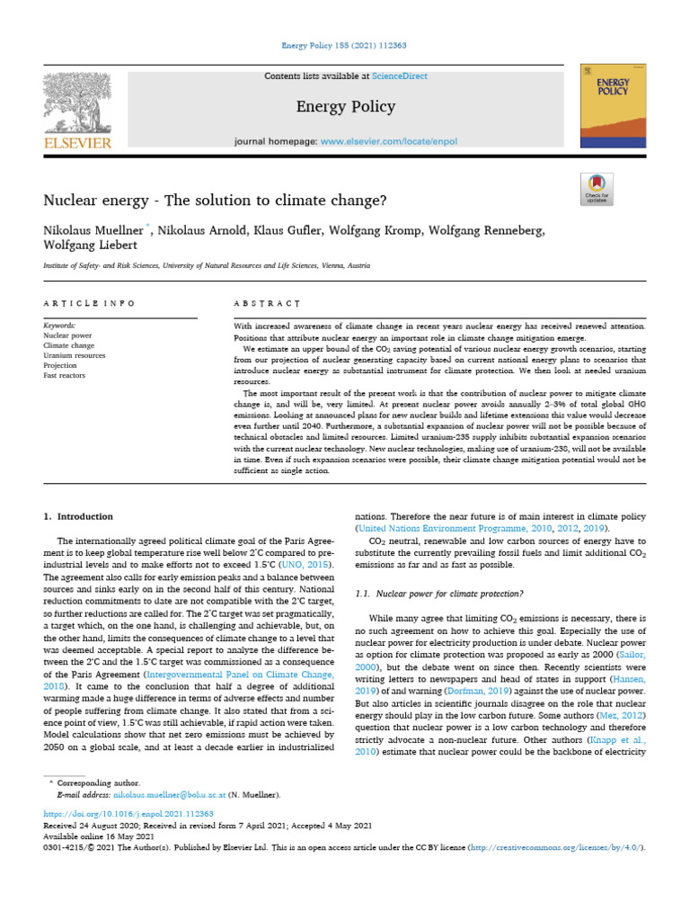 Nuclear Energy's Limited Climate Role | PDF | Nuclear Power | Climate ...