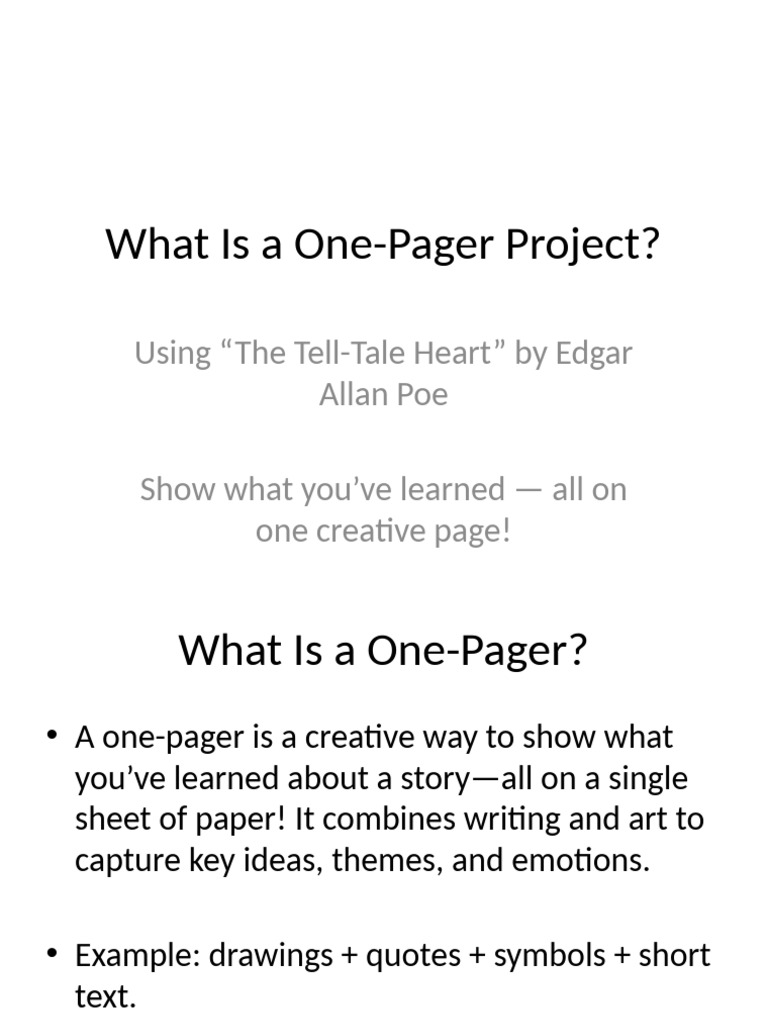 One-Pager Guide for "The Tell-Tale Heart" | PDF