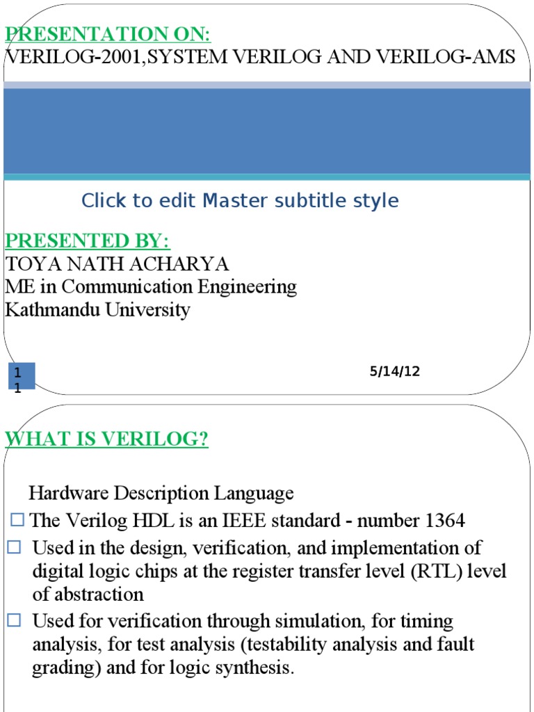 Verilog-2001, System Verilog and Verilog-Ams: Presentation On | PDF | Hardware Description ...