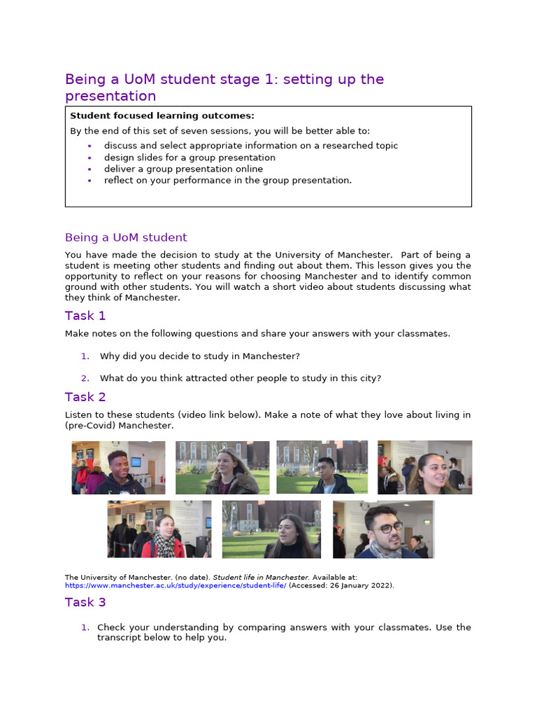 Being A UoM Student Stage 1 SB-1 | PDF | Learning