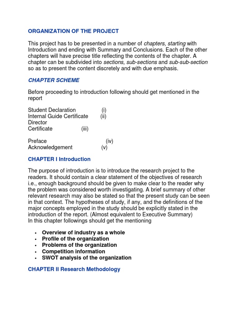 Organization of The Project: Chapter Scheme | PDF | Literature Review ...