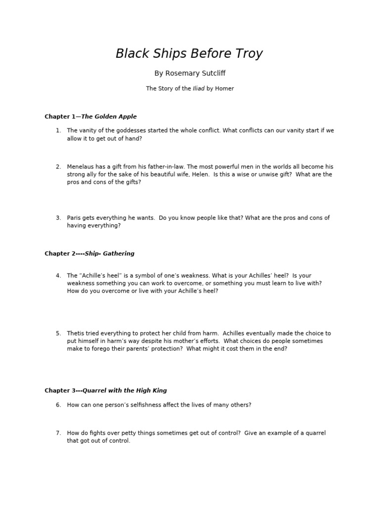 Summary of Black Ships Before Troy | PDF | Hector | Paris (Mythology)
