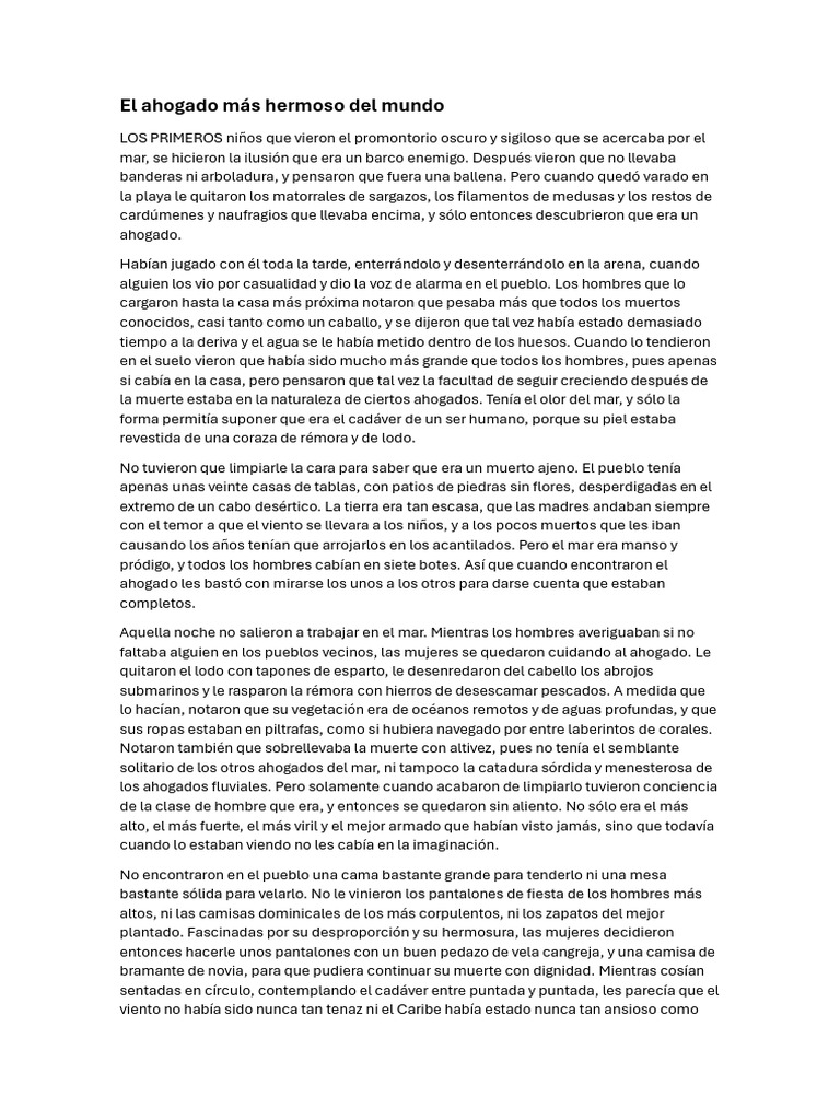 El Ahogado Más Hermoso Del Mundo | PDF | Ciencias de la Tierra