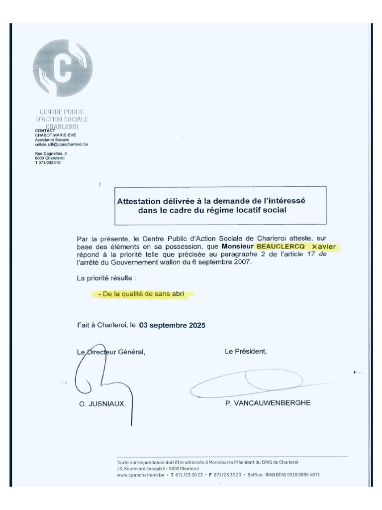 Attestation Regime Social Centre Sdf. | PDF