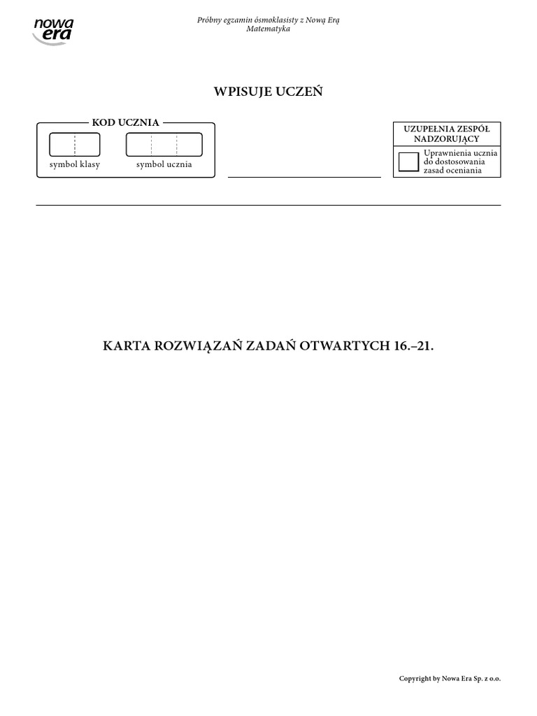 Karta Rozw Zadan Otwartych Matemat E8 2024 | PDF