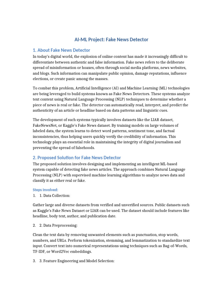 Fake News Detector Project | PDF | Machine Learning | Artificial ...