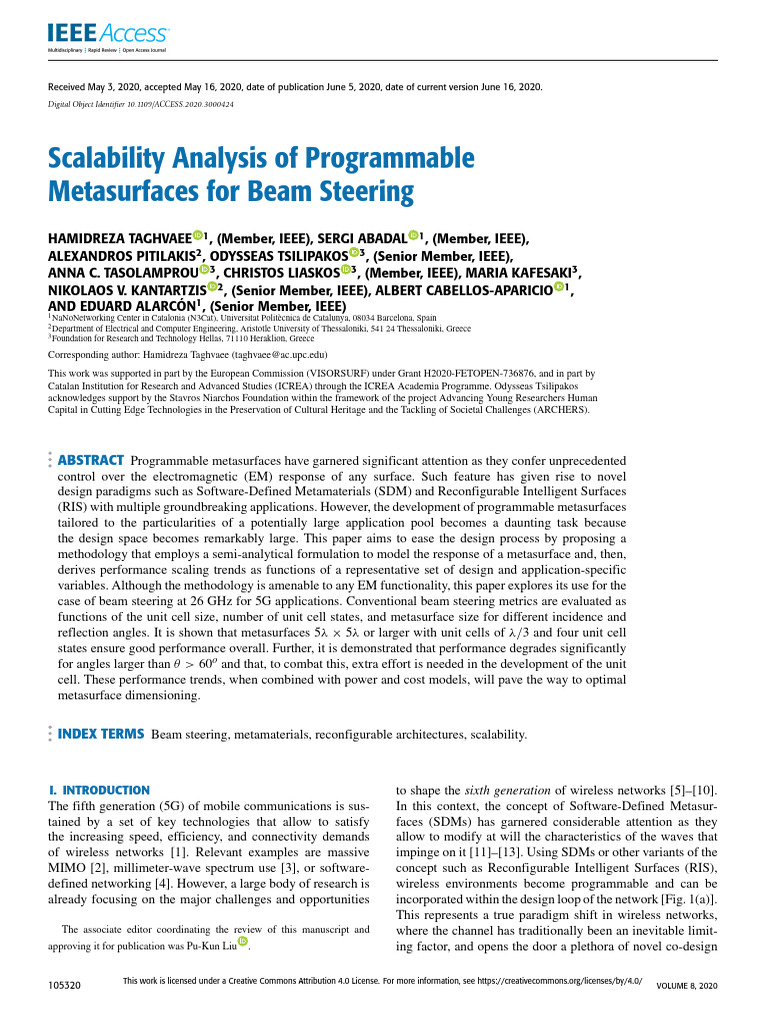 Scalability Analysis of Programmable Metasurfaces For Beam Steering ...