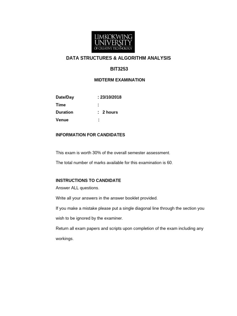 Data Structures & Algorithms (Bit3253) | PDF | Algorithms And Data ...