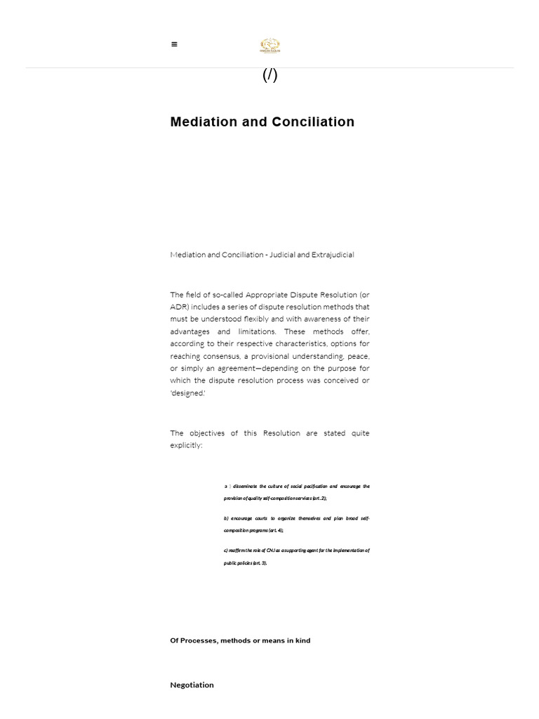 Mediation and Conciliation | PDF | Mediation | Dispute Resolution