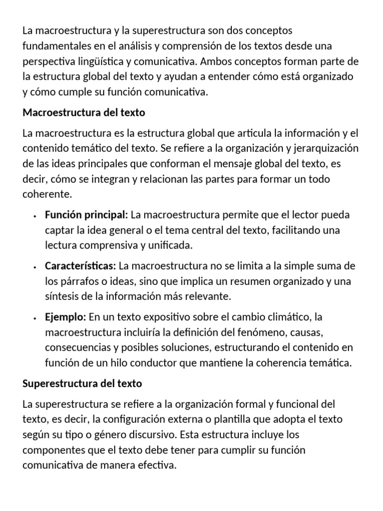 Macroestructura y superestructura textual | PDF | Comprensión ...