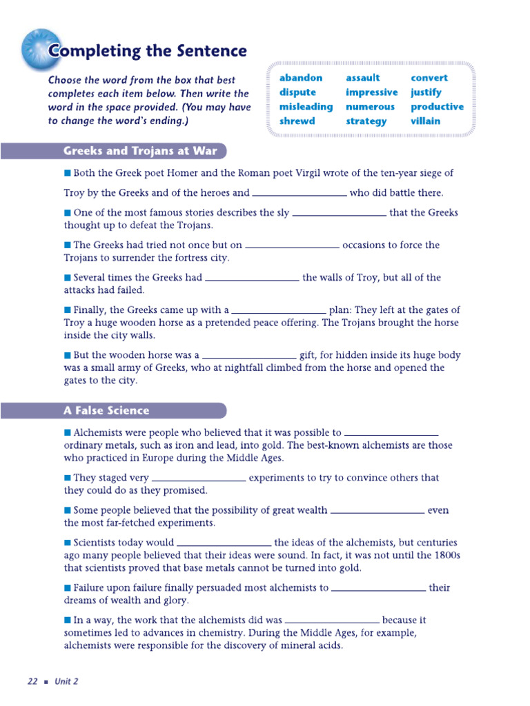 Vocabulary Workshop Homework | PDF