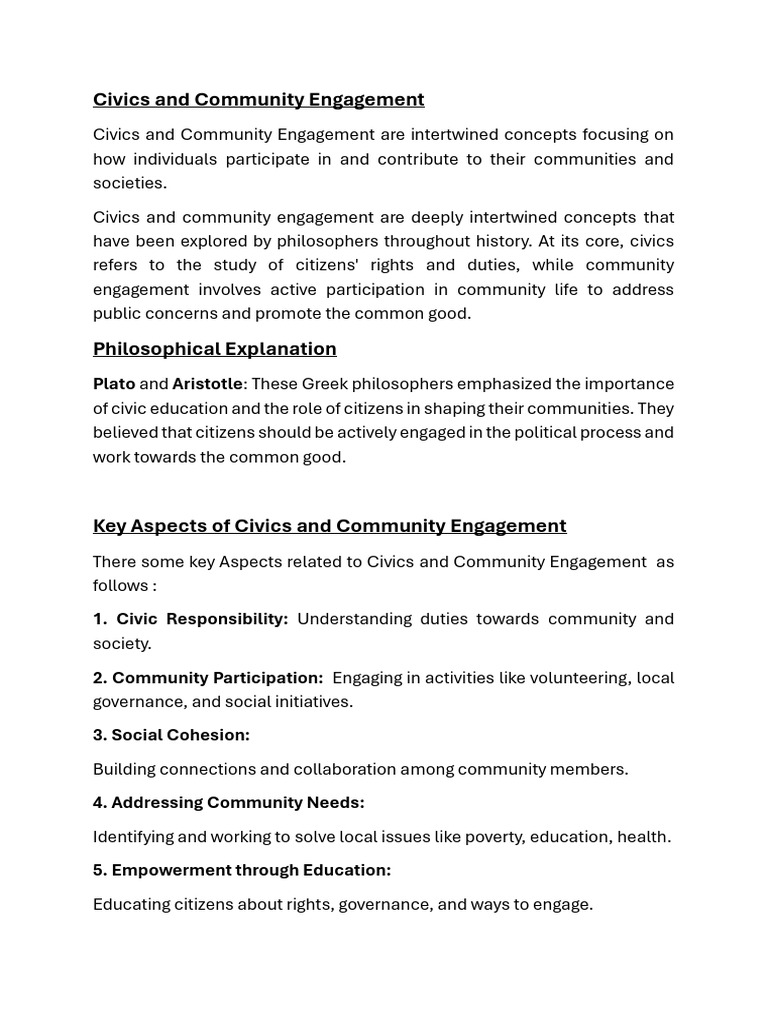 Civics and Community Engagement | PDF | Governance | Citizenship