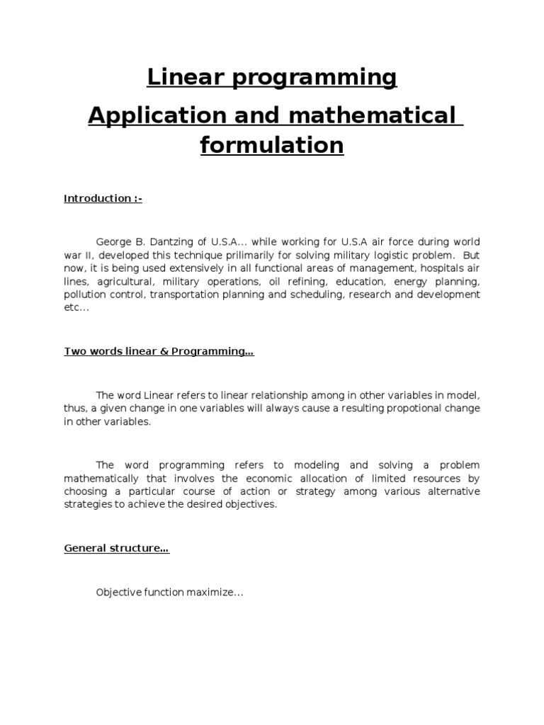 Advantages of Linear Programming | PDF | Mathematical Optimization | Loss Function