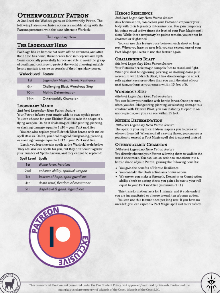 Warlock (Alternate) - Patrons, Invocations, Familiars | PDF | License ...