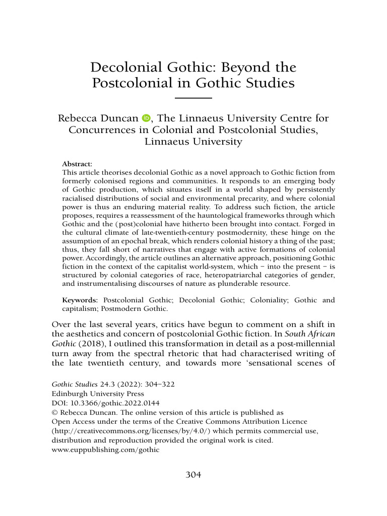 Decolonial Gothic in Postcolonial Fiction | PDF | Postcolonialism ...