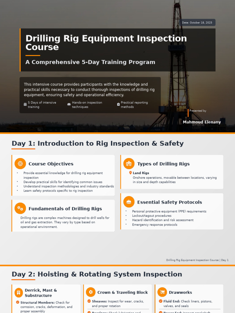 Drilling Rig Inspection Training Course | PDF | Pump | Oil Well