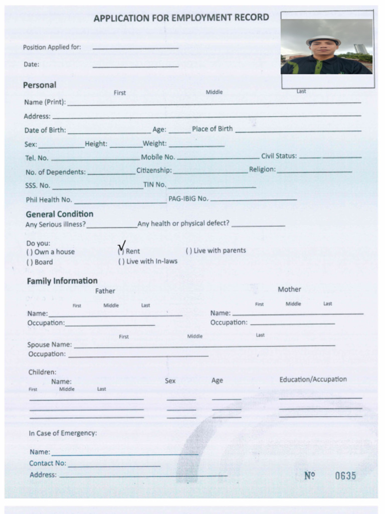 Application Form - RENCOR | PDF