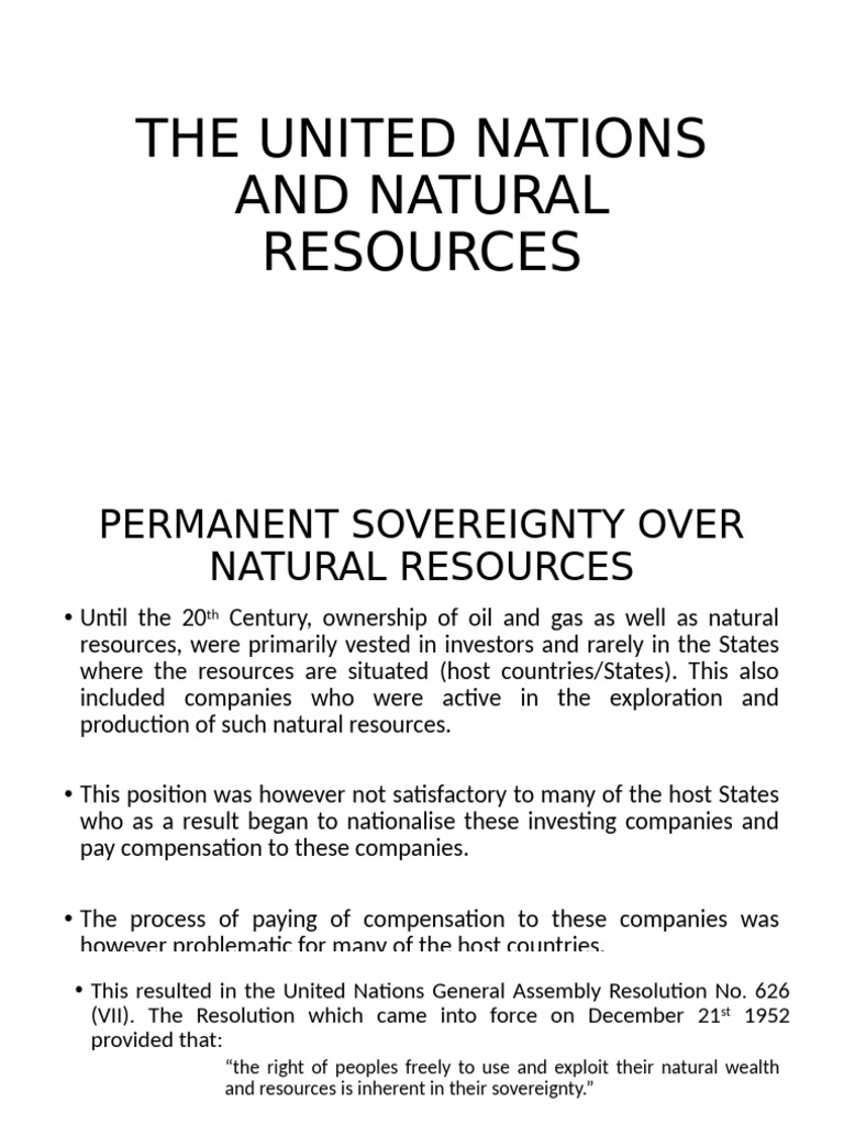 UN Resolutions on Natural Resource Sovereignty | PDF | Territorial ...
