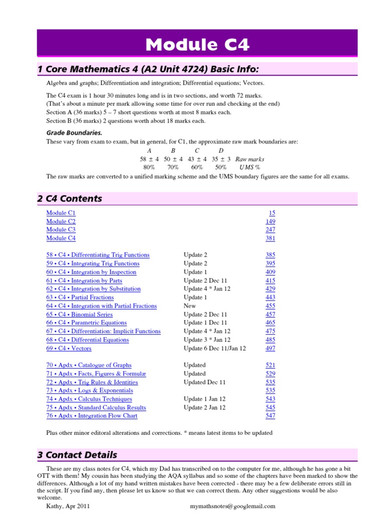 A Level Maths C4 | PDF | Sine | Vector Space