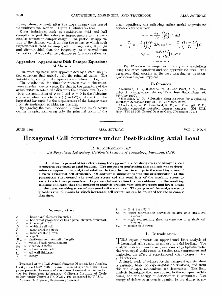 Hexagonal Cell Crushing Stress Analysis | PDF | Deformation ...