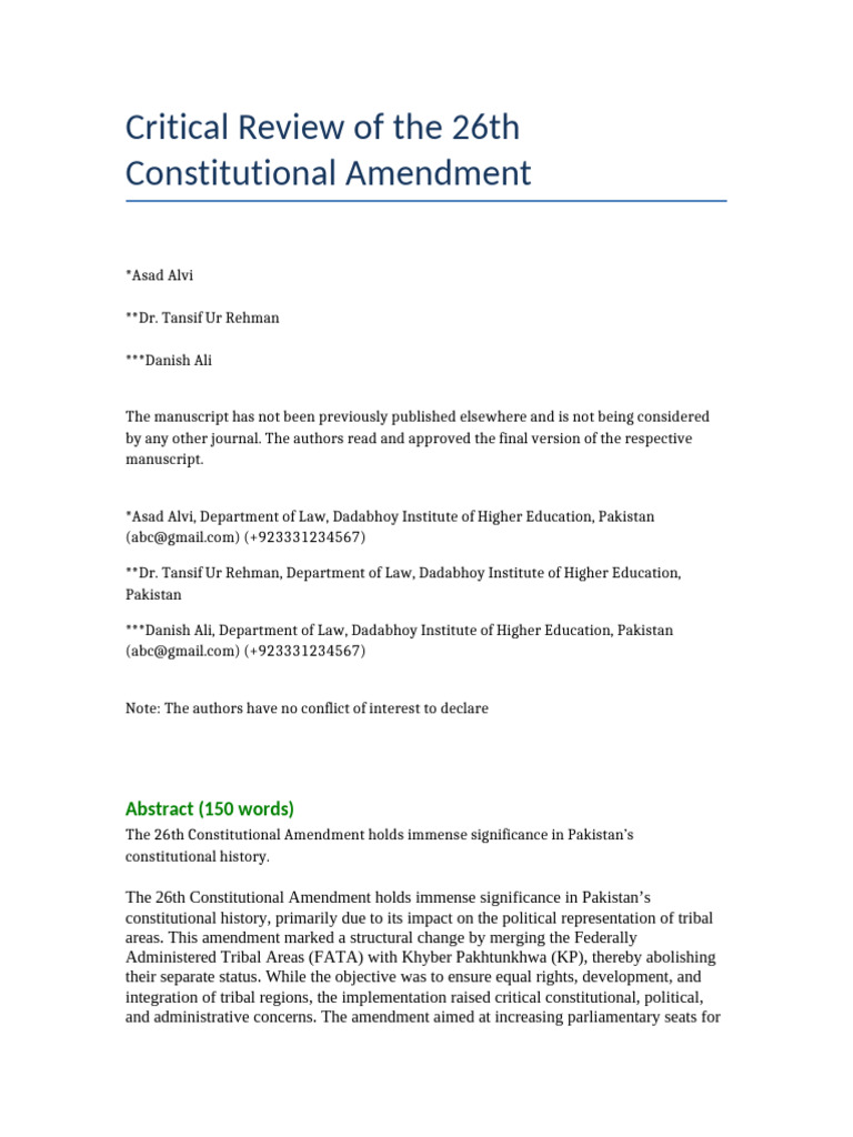 Critical Review 26th Amendment | PDF | Federally Administered Tribal ...