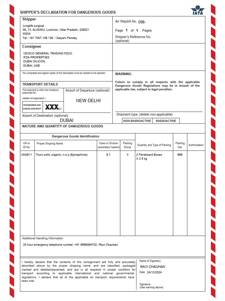 DGD-098-DXB-2 Boxes | PDF | Dangerous Goods | Transport