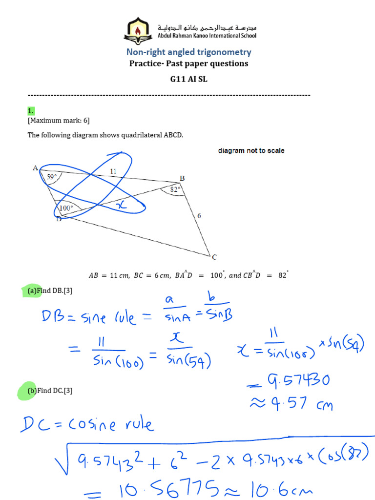 Non-Right Angled Trigonometry | PDF | Triangle | Area