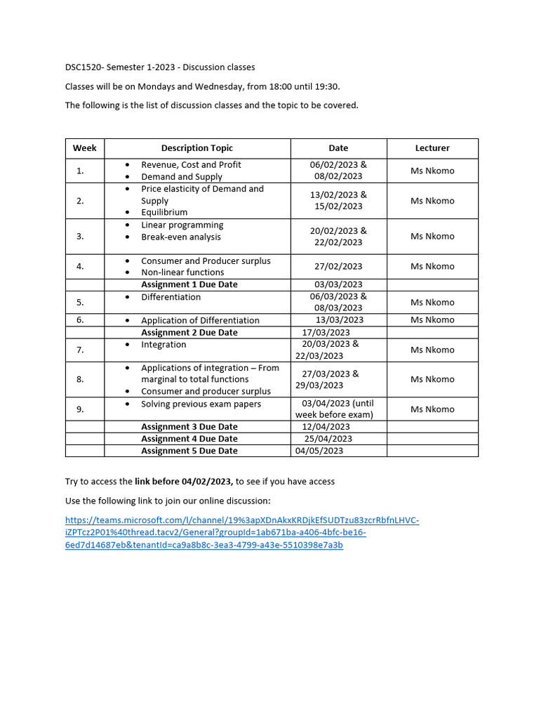 Online Teaching Plan DSC1520 | PDF | Demand | Economic Surplus