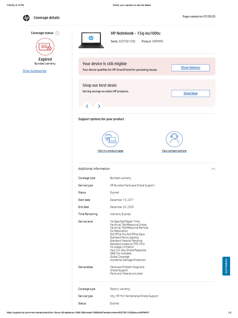 My Laptop Warranty Serial No Product No HP Name | PDF | Office ...