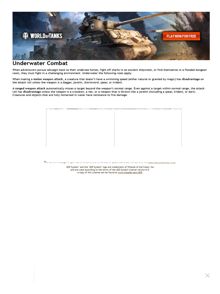 Underwater Combat | PDF | D20 System | Tabletop Games