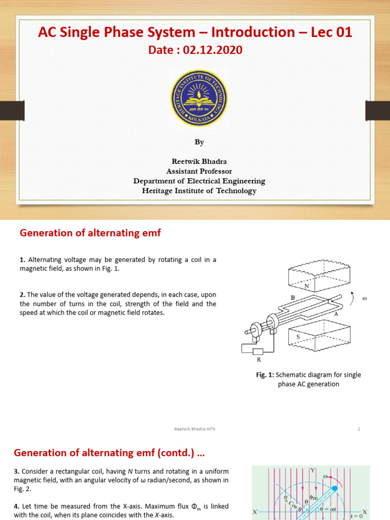 AC Single Phase System - Lec 1 - ECEC - 02.12.20 | PDF | Inductor | Alternating Current