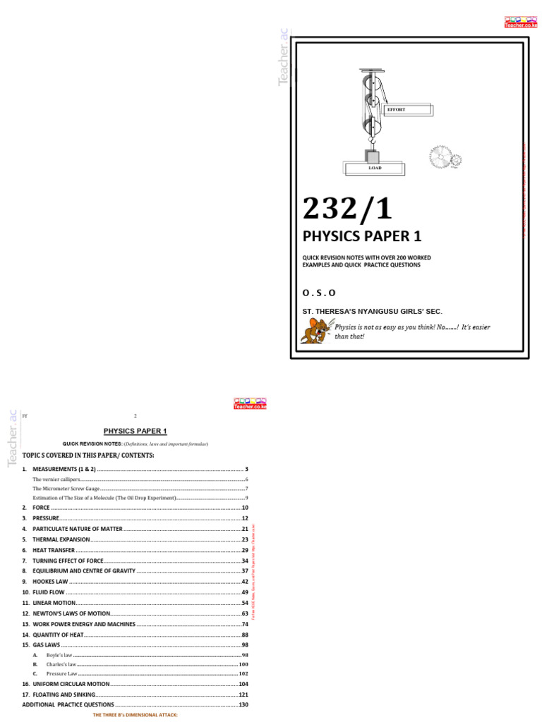Physics P1 Summarised Notes Teacher - Co .Ke Booklet | PDF | Density ...