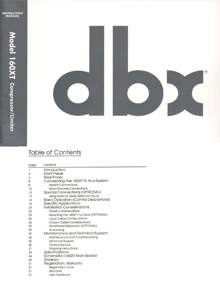 DBX 160xt | PDF | Sound | Sound Recording