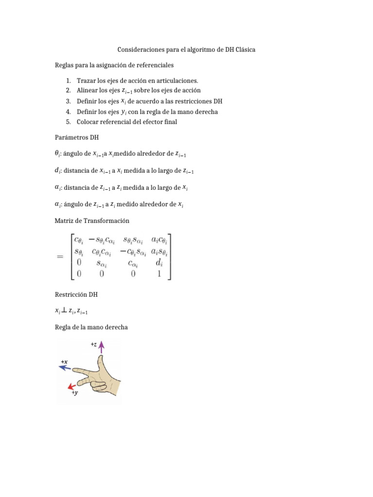 Algoritmo DH Clásico: Asignación de Referenciales | PDF