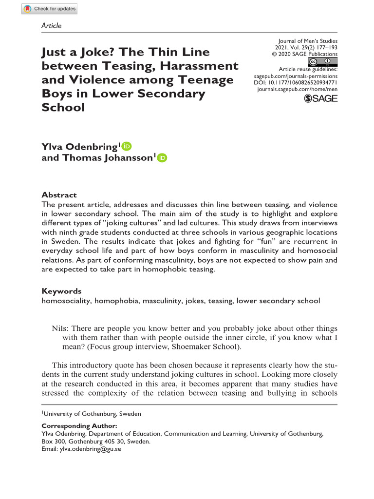 Escola Odenbring Johansson 2020 Just A Joke The Thin Line Between ...