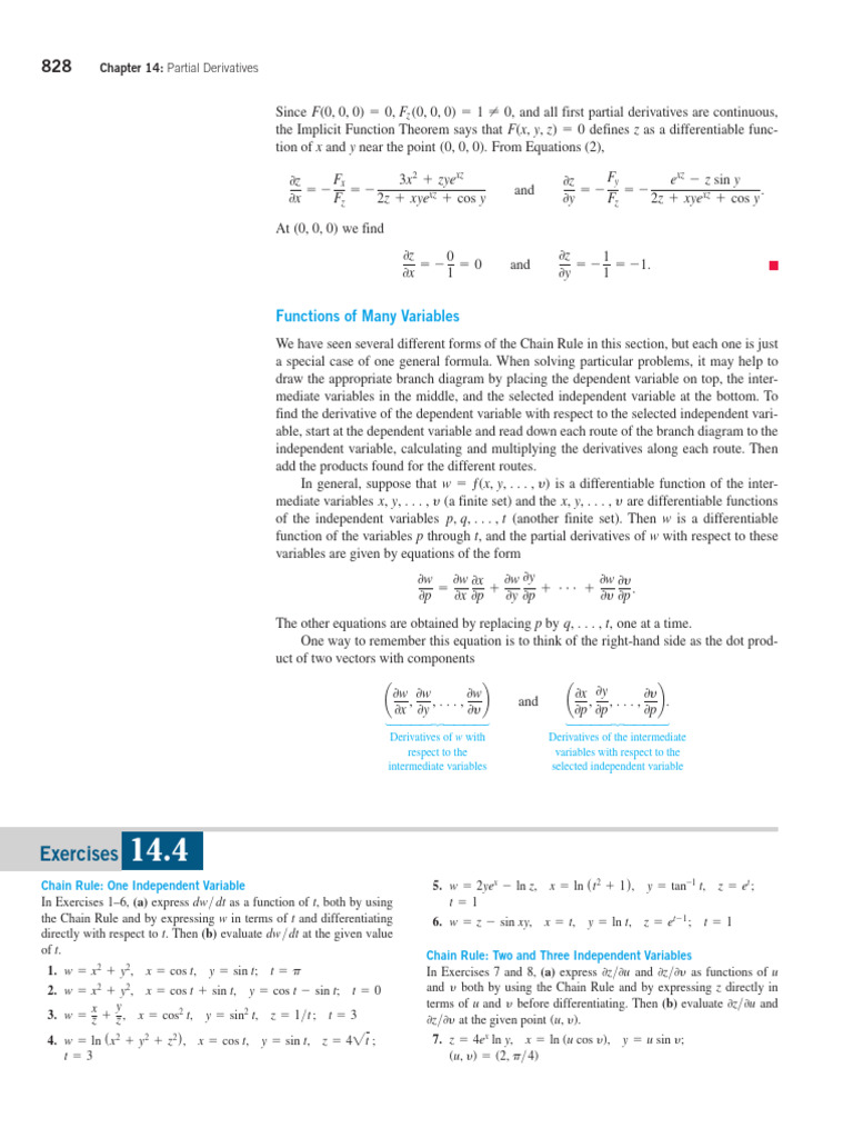 Calculus Exercises 14.4 | PDF | Derivative | Variable (Mathematics)
