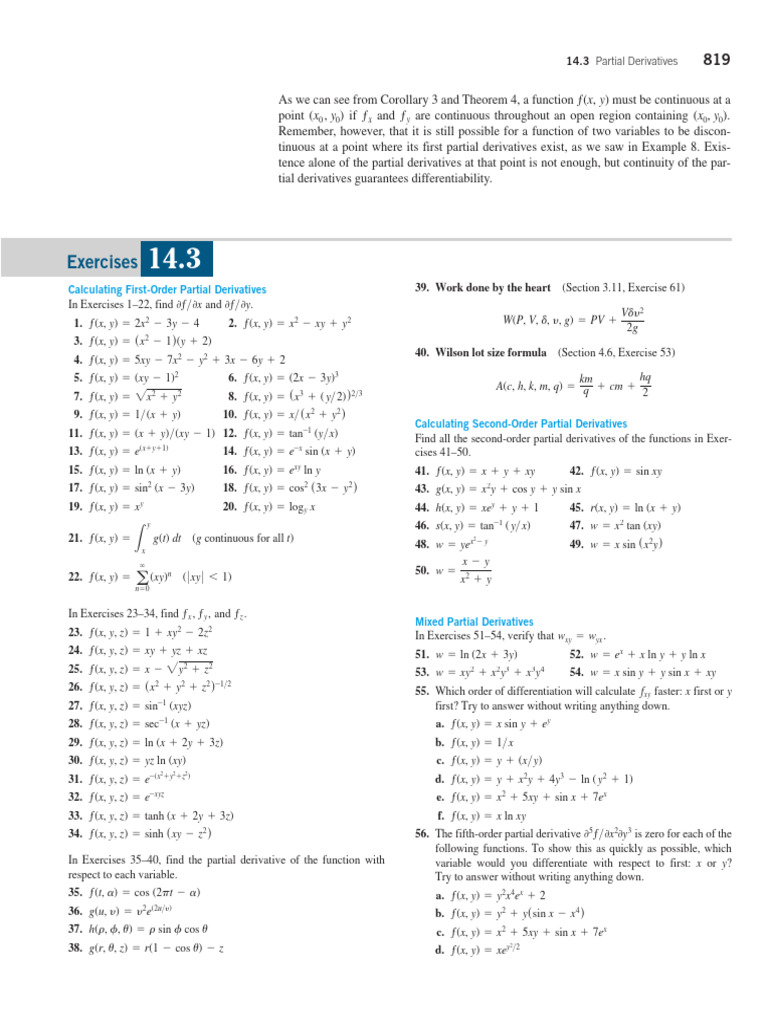 Calculus Exercises 14.3 | PDF | Derivative | Analysis