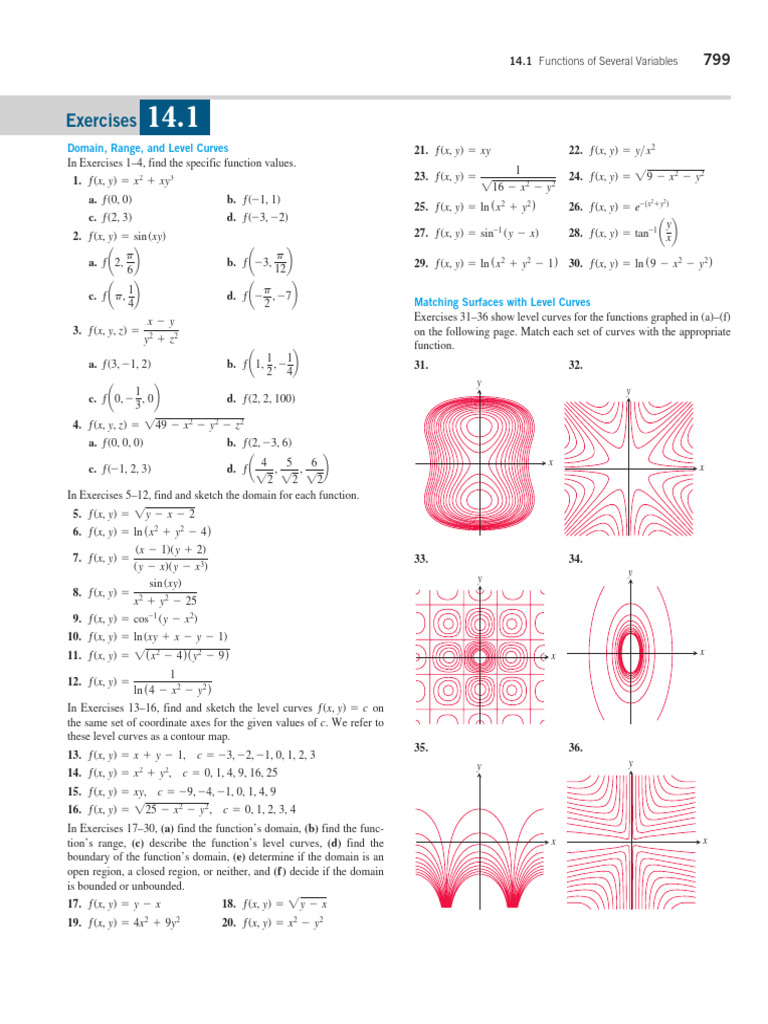 Calculus Exercises 14.1 | PDF | Function (Mathematics) | Mathematical ...